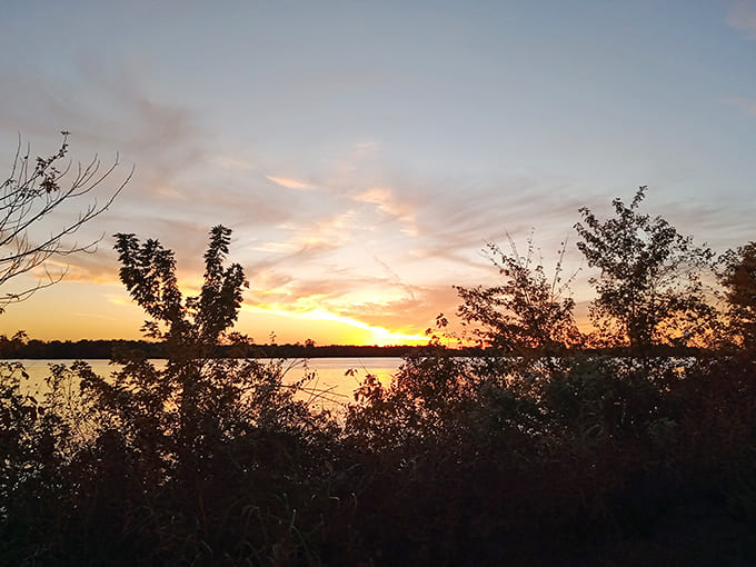When the Mississippi catches fire at sunset, even the most jaded travelers pull over, because some moments demand to be witnessed in reverent silence.