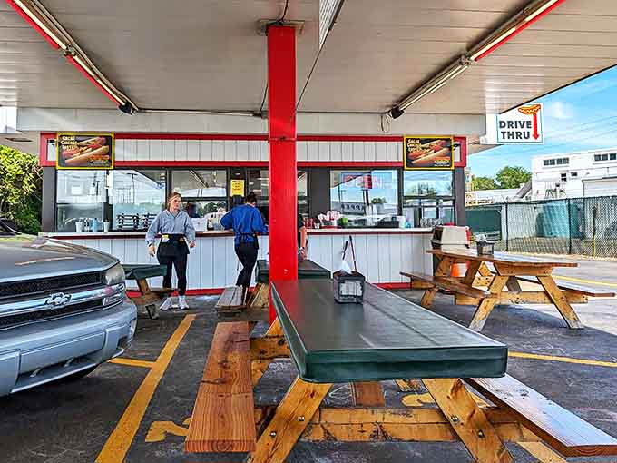 The picnic tables at Red's have witnessed countless first dates, family celebrations, and the simple joy of eating outdoors on a perfect Michigan evening.