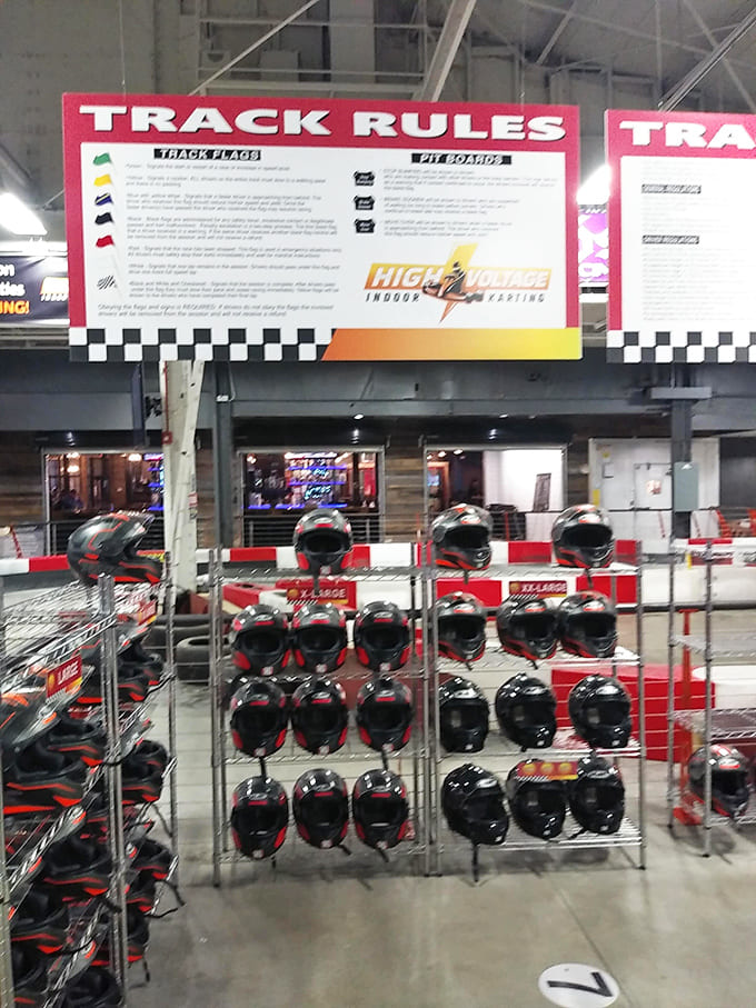 Helmets lined up like soldiers awaiting deployment &ndash; each one ready to protect another dreamer with Formula 1 fantasies.