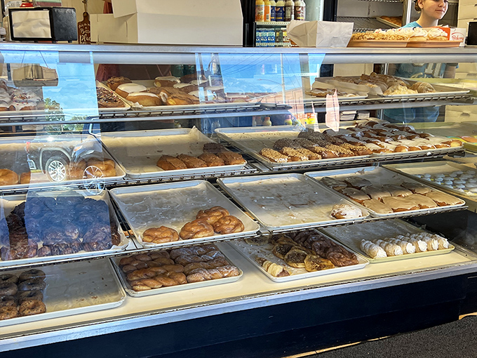 The display case at Marks is like a museum where everything is delicious &ndash; from classic glazed to specialty-filled varieties.