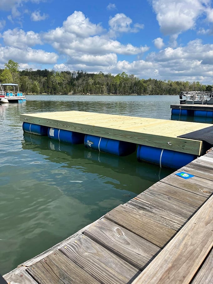 Simple wooden docks become launching pads for cannonballs, sunbathing spots, and those perfect quiet moments between adventures.
