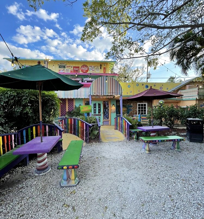 The Bubble Room's rainbow-colored exterior and whimsical decor give just a hint of the sensory explosion waiting inside this Captiva Island institution.