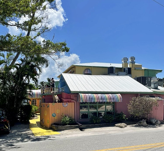 Bubble Room's colorful buildings and playful design create a year-round Christmas celebration that's been delighting diners for decades on Captiva Island.