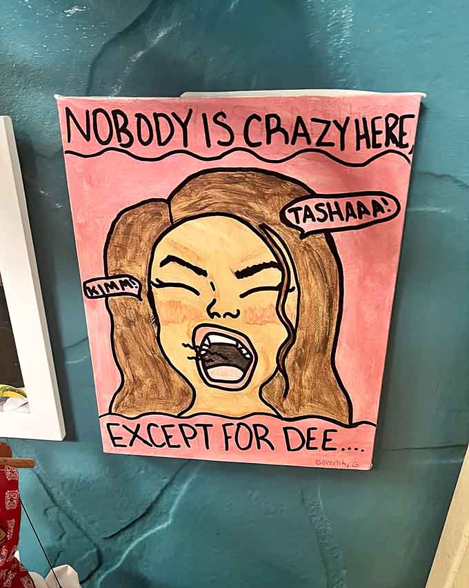 That hand-drawn sign perfectly captures the restaurant's playful spirit and honest approach to customer service.