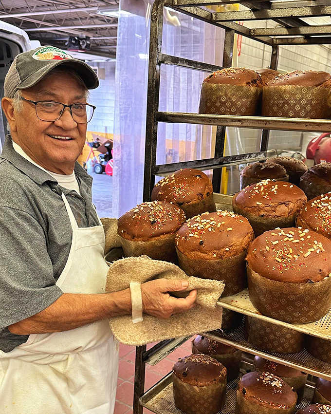 Behind every great bakery stands a master of dough. This gentleman's hands have likely shaped more panettone than most people have eaten.