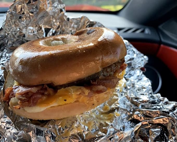 That bagel sandwich loaded with eggs and meat looks like the perfect savory counterpoint to all the sweet options available.