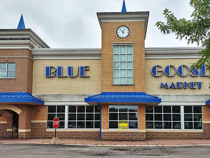Blue Goose Market stands as living proof that grocery shopping doesn't have to feel like a fluorescent-lit endurance test. That clock tower practically whispers "take your time."