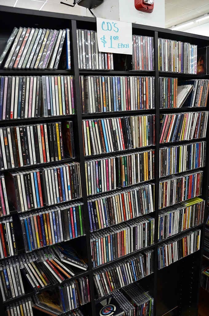 CDs at $1 each &ndash; a nostalgic reminder of when music came in plastic cases and we all pretended to read those tiny liner notes.