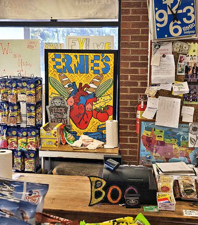 The cashier area is command central for this sandwich empire, where orders are taken and dreams of conquering a seven-meat sandwich are either born or reconsidered.