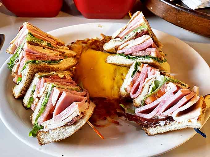The club sandwich &ndash; architectural wonder of the lunch world, where layers of meat and vegetables create the skyscraper of sandwiches.