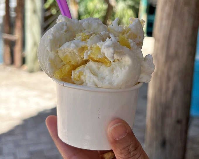 Coconut Pineapple ice cream that transports you straight to a hammock between two palm trees. Close your eyes and you can almost hear the ukulele.