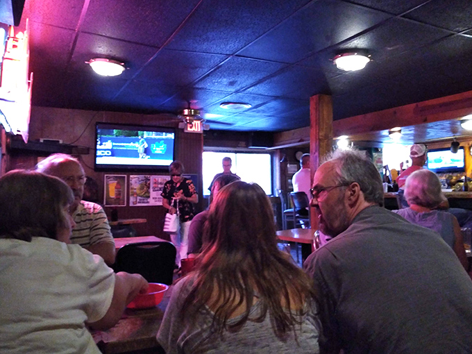 A lively evening at Gar's where the community gathers to share stories, laughter, and those famous burgers.