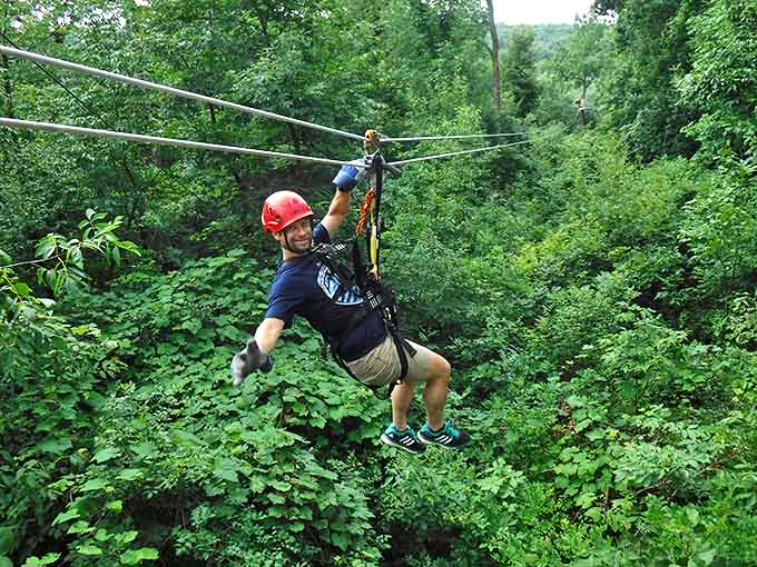 Threading through the forest like a human needle, this zipline offers both thrills and unmatched tree therapy.