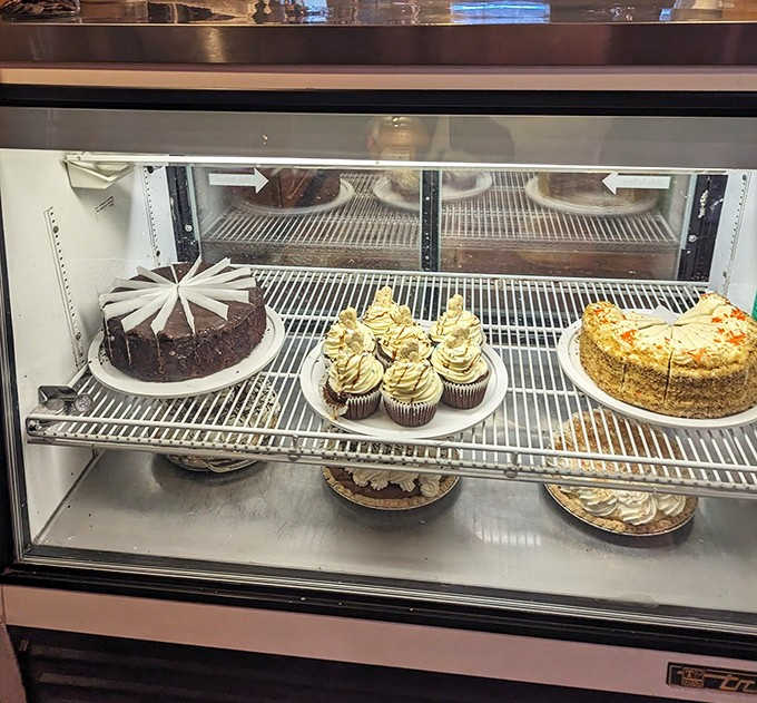 The dessert case at Gil's displays homemade cakes and pies that'll tempt you even when you swear you're too full for another bite.