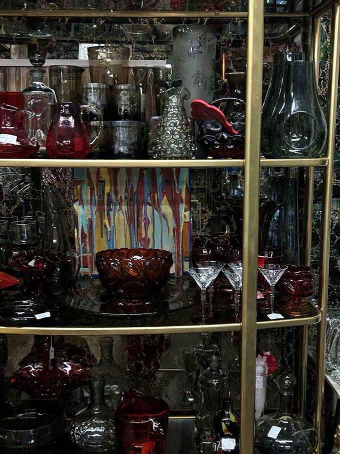 Glassware that catches light like a disco ball had a baby with your grandmother's china cabinet.