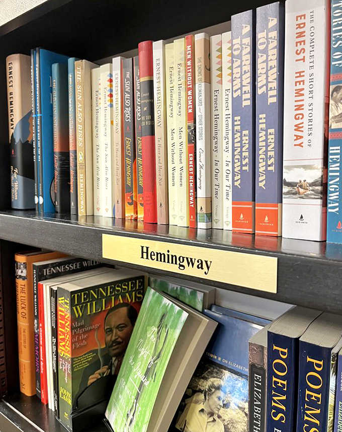 The Hemingway section pays homage to Key West's most famous literary resident, with editions that would make Papa proud displayed alongside works by Tennessee Williams.