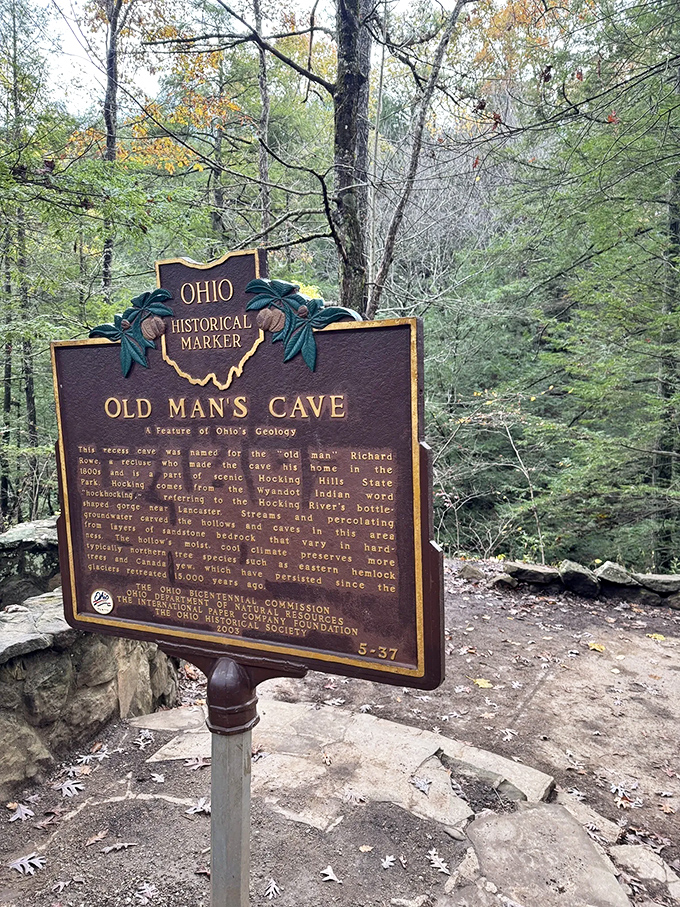 Historical marker revealing the cave's namesake &ndash; Richard Rowe, who chose this spectacular address long before Zillow existed.