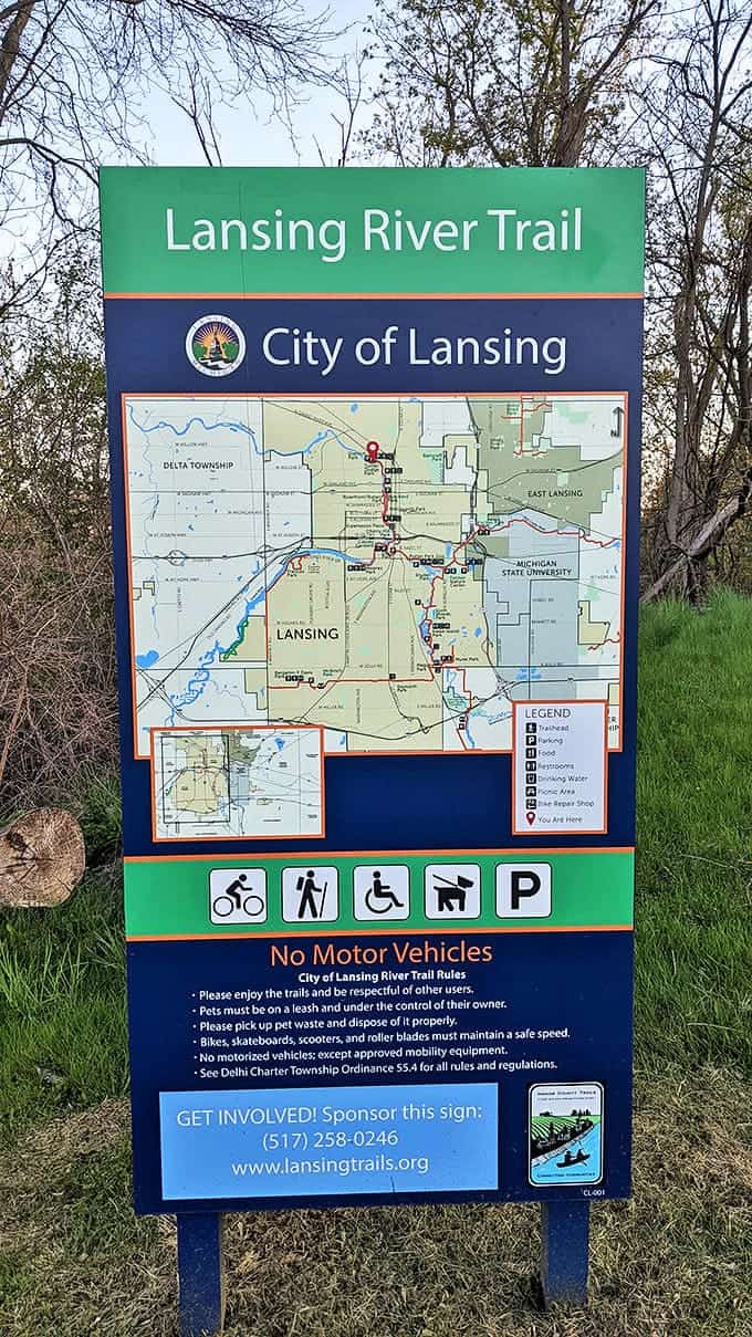 This wayfinding sign doesn't just prevent you from getting lost &ndash; it reveals just how extensively the trail network connects Lansing's neighborhoods.
