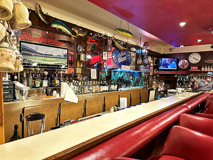 The bar area feels frozen in time, where bartenders remember your drink and nobody's checking their phone.