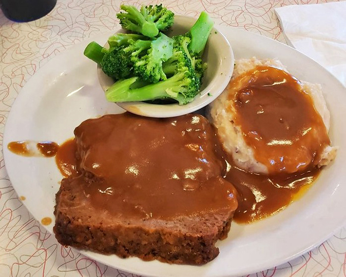 Meatloaf and mashed potatoes &ndash; the dynamic duo of comfort food, swimming in gravy that would make your grandmother proud.