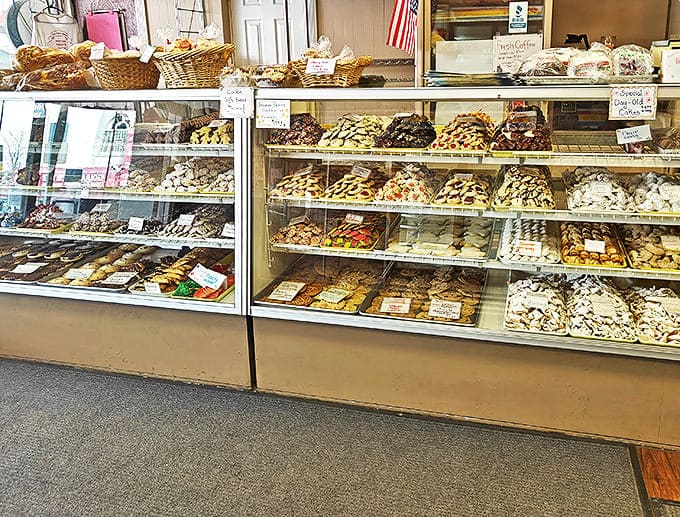 The pastry selection presents life's most difficult question: how to choose just one when they're all winking at you seductively?