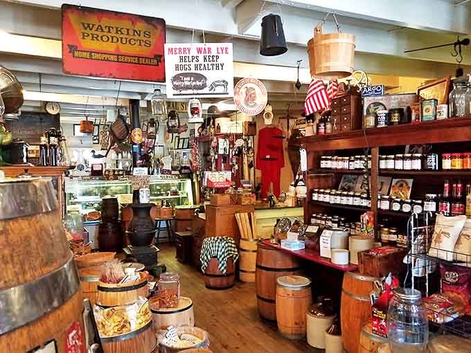 Wooden barrels and vintage displays create shopping aisles where browsing isn't just encouraged – it's practically mandatory for the full experience.
