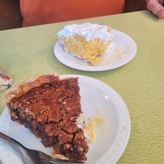 Pecan pie that strikes the perfect balance between gooey and crunchy &ndash; a sweet finale to a savory symphony.