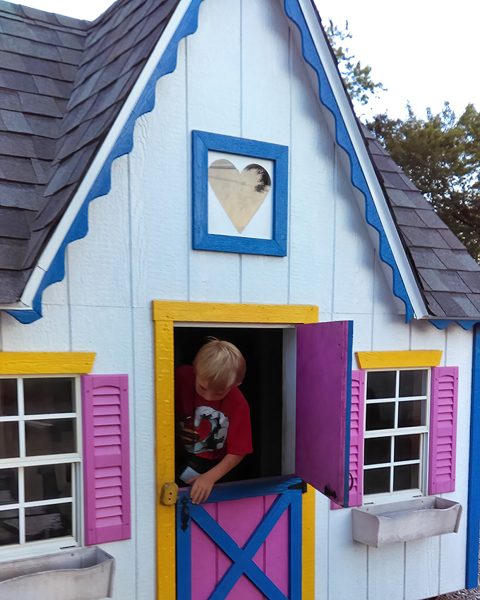 Playhouse: Childhood wonder in structural form &ndash; this Dutch-door playhouse turns ice cream runs into magical adventures for the little ones.