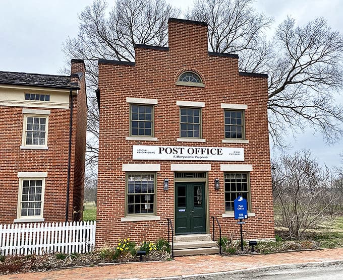 The Post Office building maintains its original purpose in spirit, connecting past and present through the simple act of sending mail.