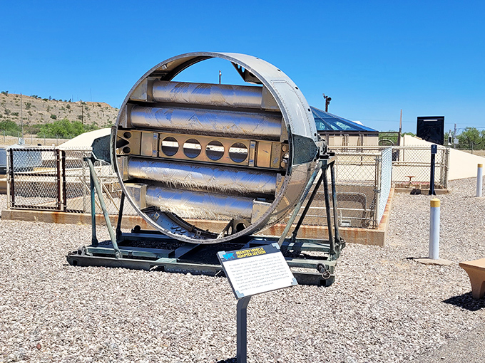 The reentry vehicle adapter section once housed the business end of the missile: its 9-megaton nuclear warhead.