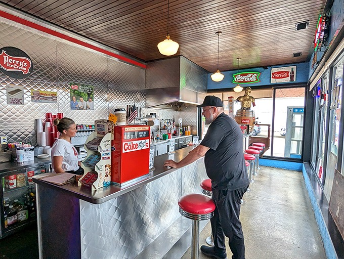 Retro meets modern at the counter, where friendly service and soda fountain charm make every order feel special.
