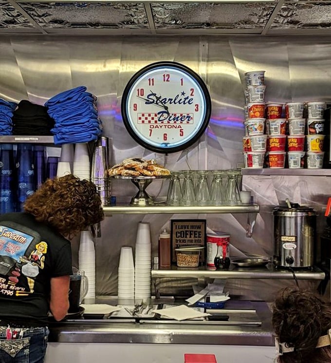 Counter seating offers front-row tickets to the culinary show, where short-order magic happens before your eyes.