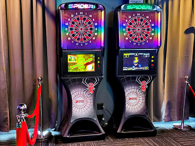 Spider electronic dartboards light up with digital precision, bringing 21st-century technology to this timeless pub competition.