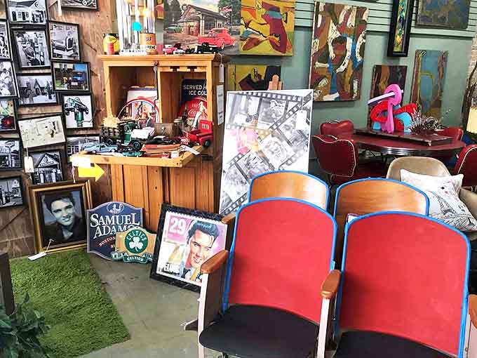 Sports memorabilia and vintage seating that'll transport any den back to when athletes were heroes and autographs meant something personal.