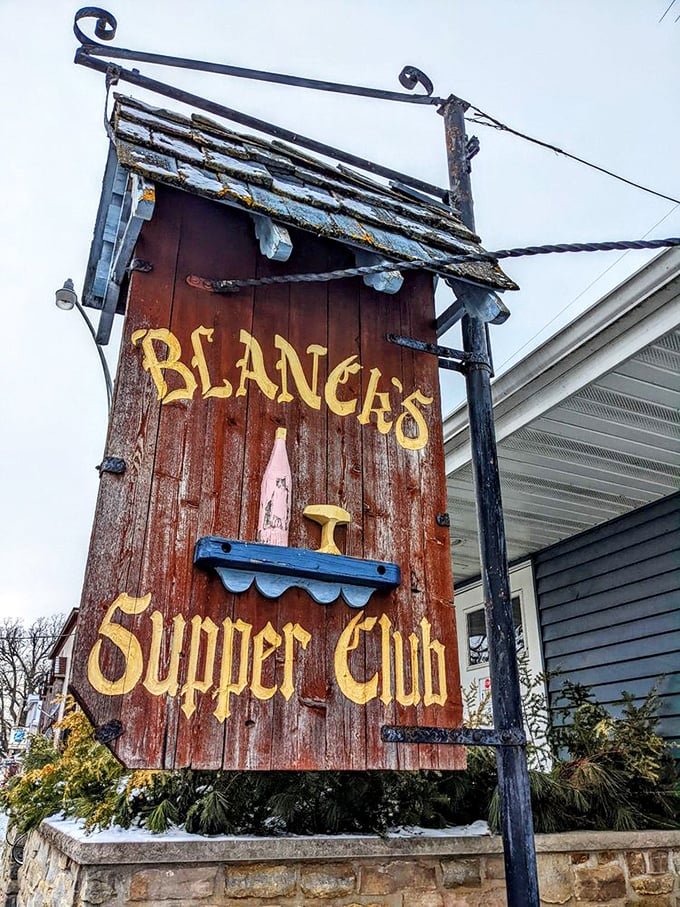 The iconic wooden sign has guided hungry travelers to prime rib paradise for decades &ndash; a beacon of beef in rural Wisconsin.