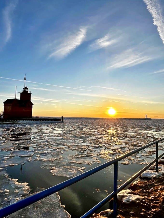 Sunset at Big Red is pure Michigan magic, with the sky putting on a show that rivals anything you'd see in a gallery or on a postcard.