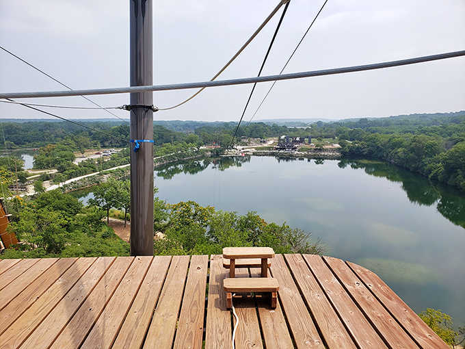 The calm before the leap – this wooden platform represents the thin line between rational thought and exhilarating decision-making.