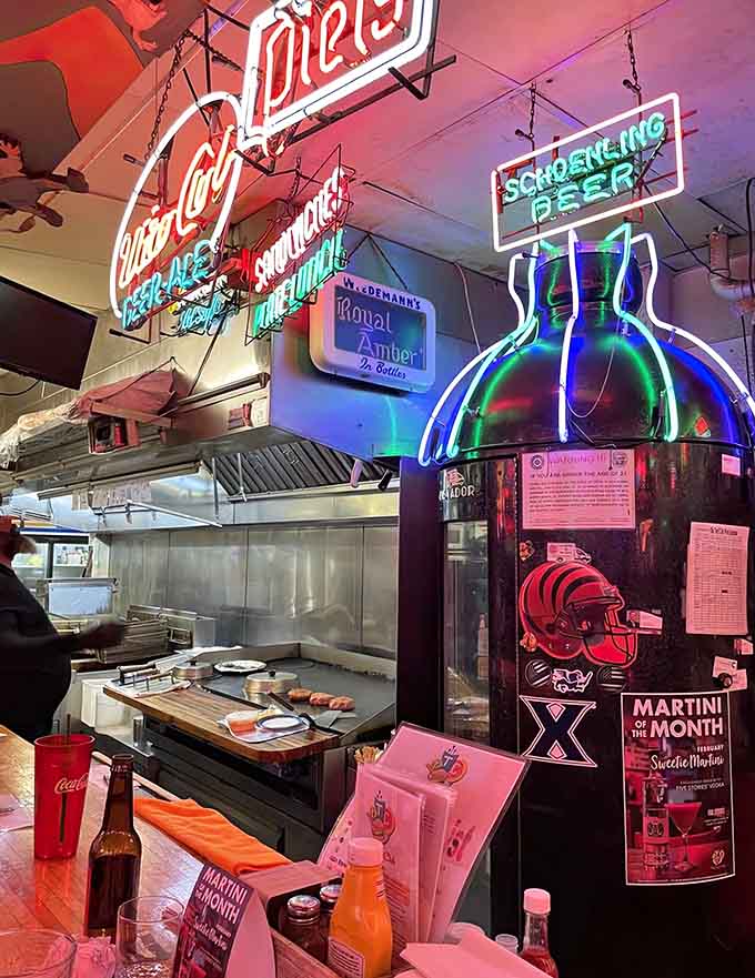 The open kitchen means you can watch your burger dreams become delicious reality in real time, which is oddly satisfying.