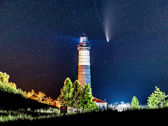 Night photography at the lighthouse reveals a whole different kind of magic, with stars wheeling overhead and the beacon still standing guard after all these years.