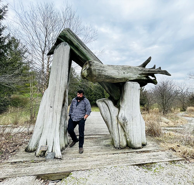 This wooden gateway looks like something from a fairy tale, minus the trolls and the questionable bridge safety standards.