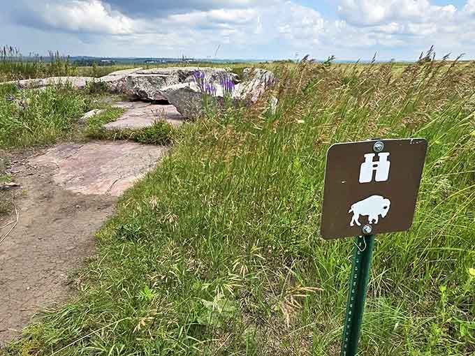 The universal symbol for "bison viewing ahead" &ndash; nature's equivalent of "celebrities spotted in their natural habitat."