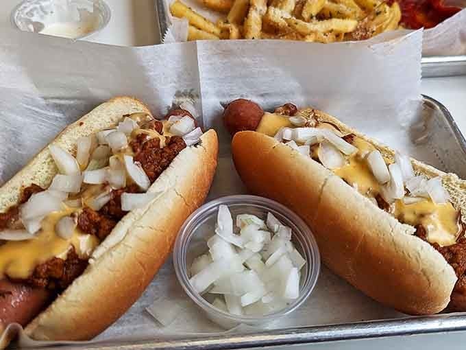 Chili dogs that embrace the beautiful messiness of life, one delicious bite at a time.