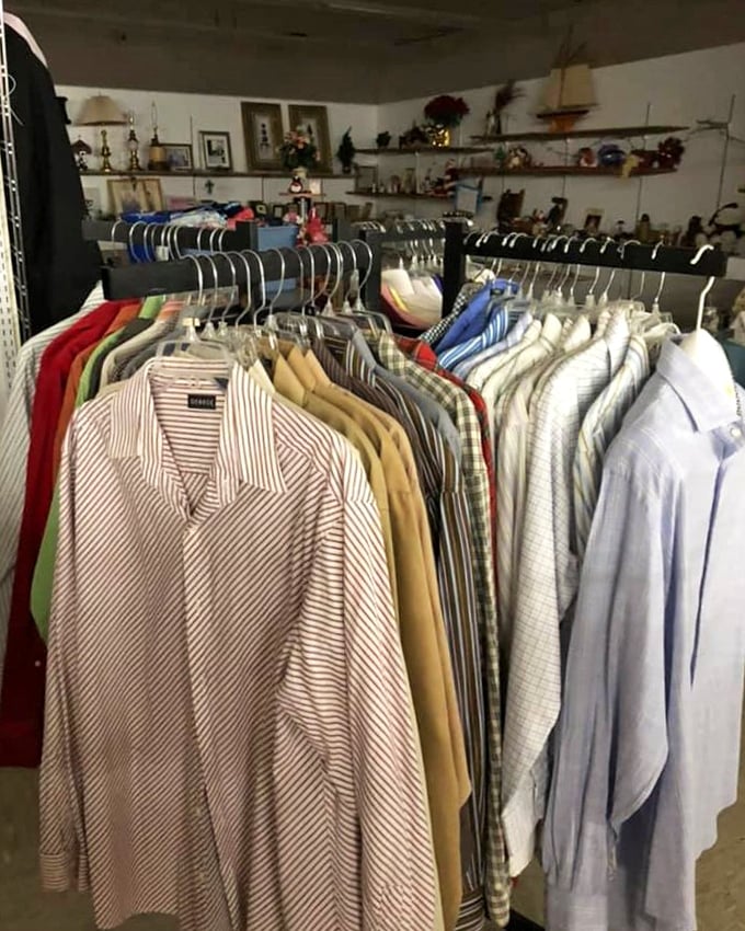 The men's shirt section offers everything from business casual to vacation vibes &ndash; each hanger a fashion time capsule.