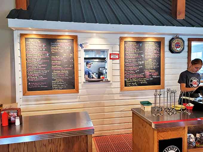 The ordering counter showcases both efficiency and charm &ndash; where friendly staff take your order while you're distracted by the mouthwatering menu boards and kitchen glimpses.