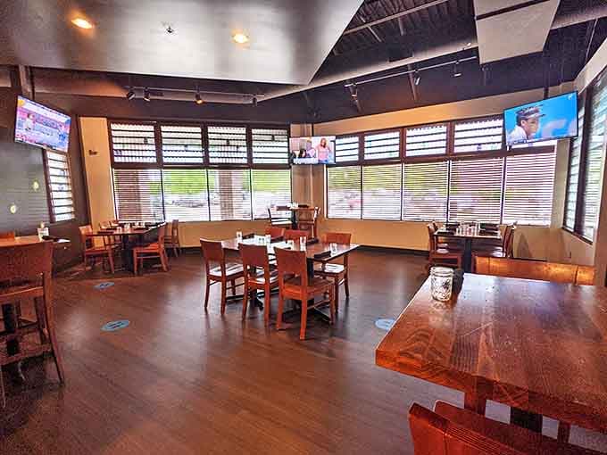 The dining area strikes that perfect balance between spacious and cozy, like your favorite living room but with better food.