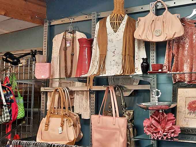 The handbag collection features everything from practical totes to statement purses, some sporting designer labels that make the price tags even more surprising.