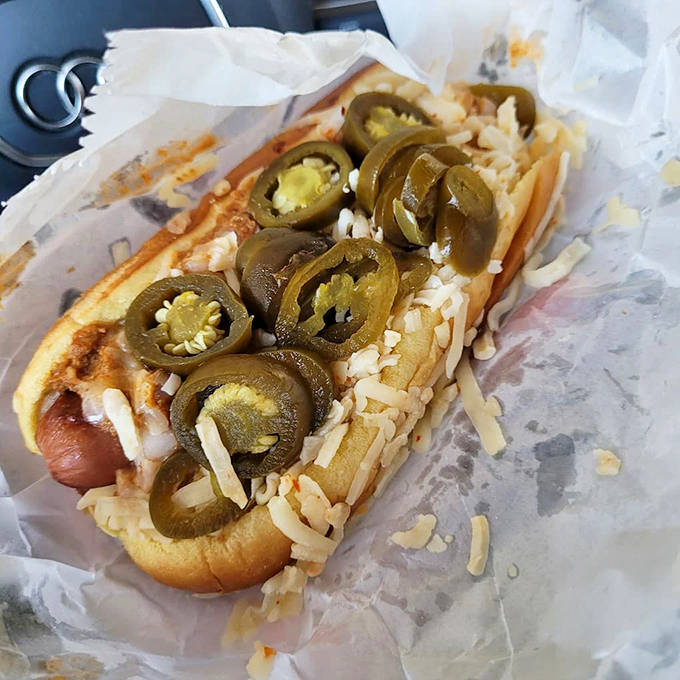 A hot dog elevated to art form &ndash; jalape&ntilde;os adding just enough kick to make you slow down and appreciate every perfectly balanced bite.