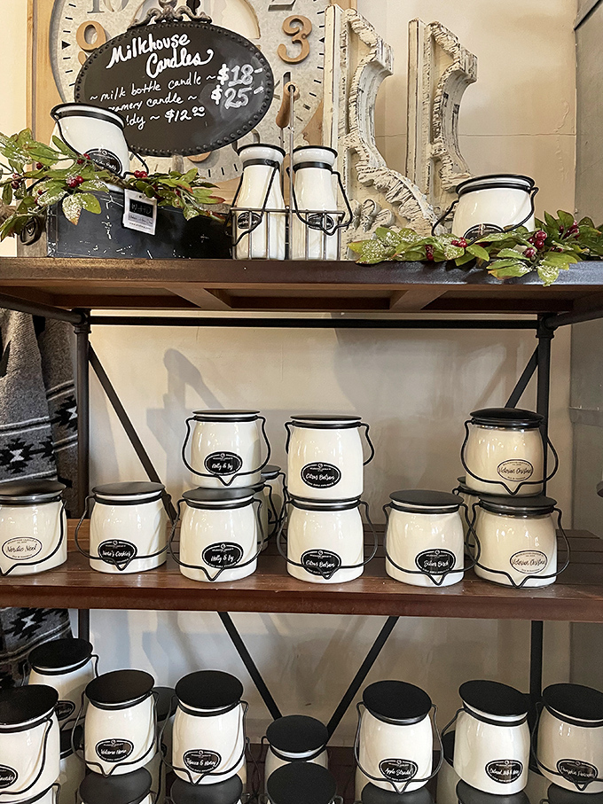 Milkhouse magic: These clean-burning candles in vintage-inspired containers prove that sometimes the simplest designs make the strongest statement.