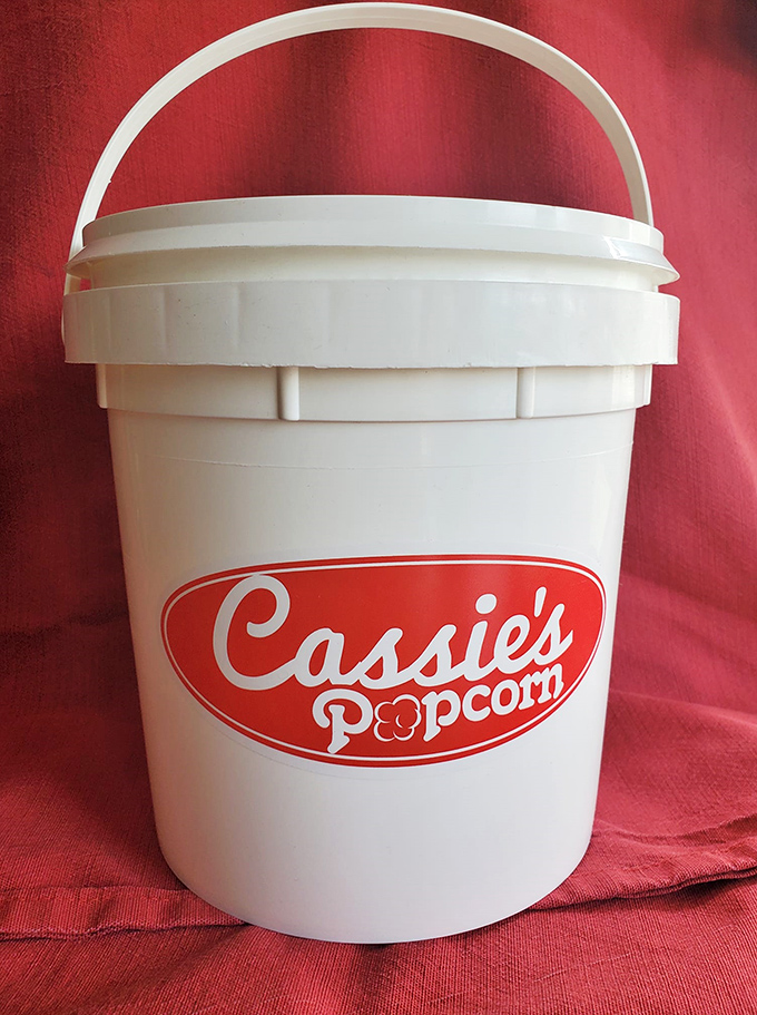 The iconic Cassie's bucket &ndash; a reusable container that locals collect and visitors covet, perfect for storing tomorrow's popcorn (if it lasts that long).