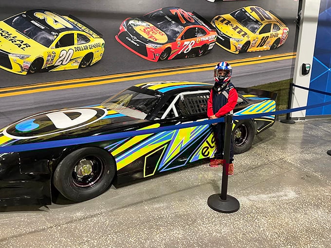 Strike a pose with the race car display &ndash; all the glory of motorsports without the pesky requirements of skill or speed.